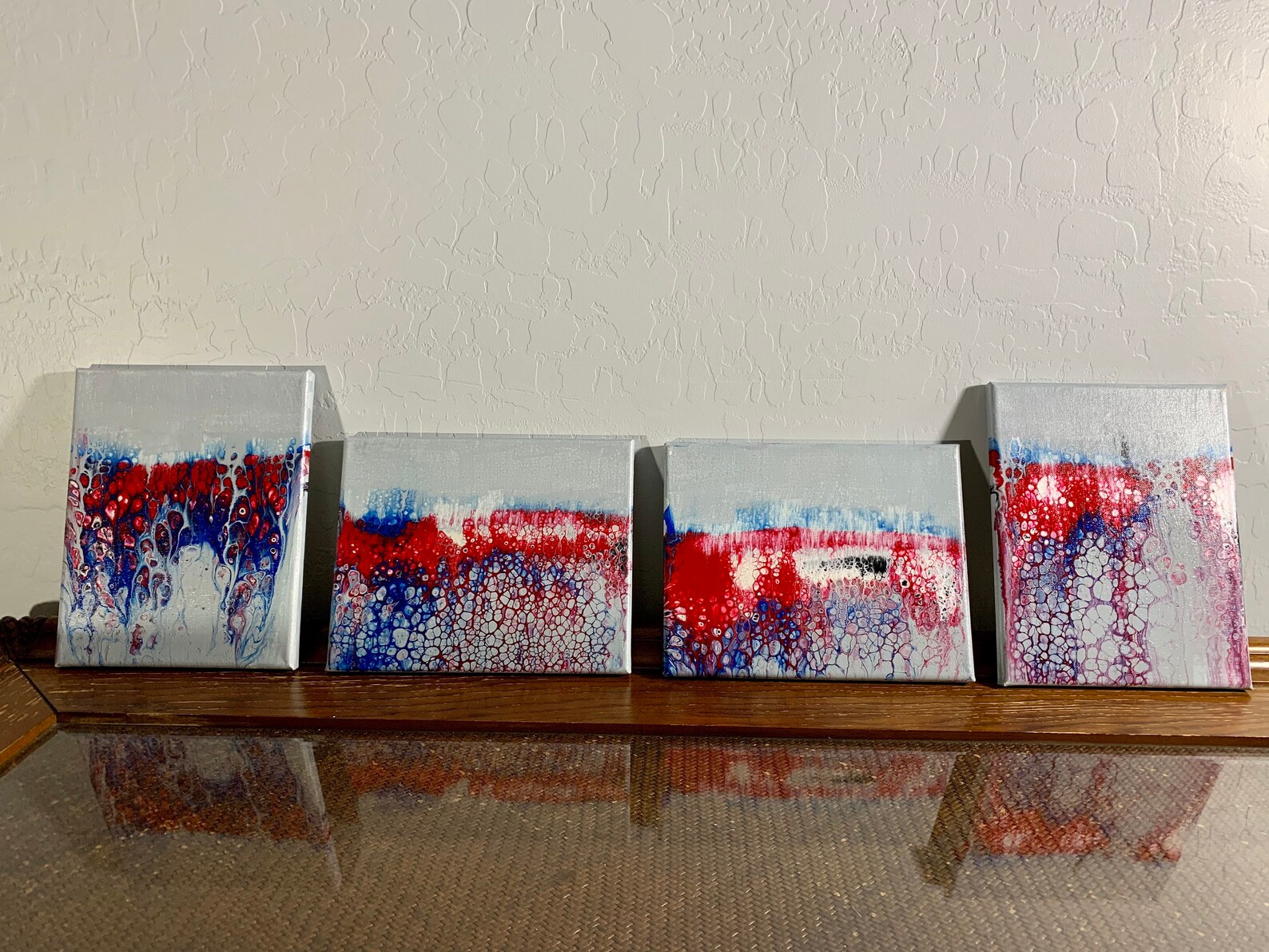 Set of 4 Acrylic Fluid Art Swipe Paintings - Etsy
