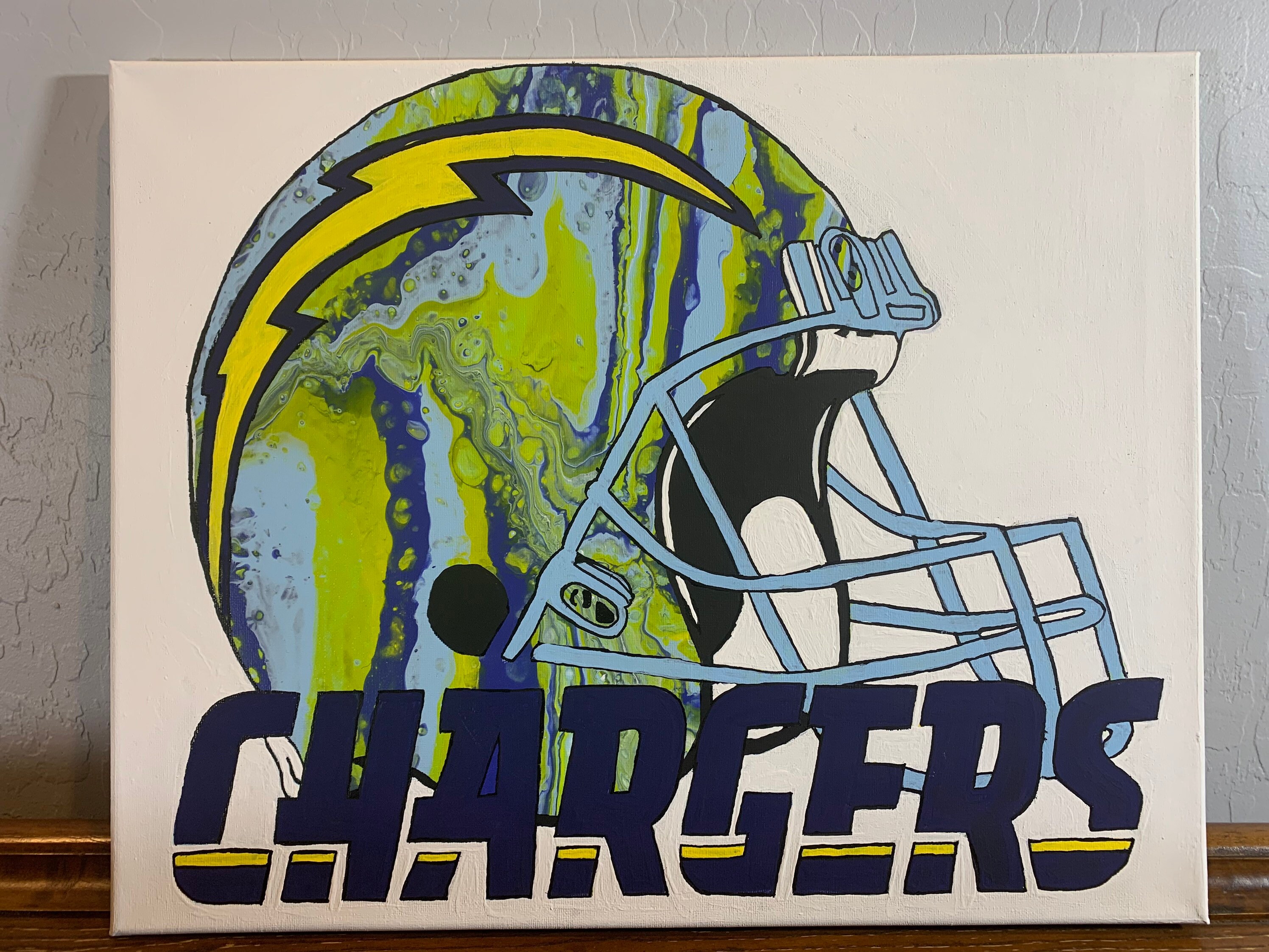 LA Chargers Acrylic Fluid Art Painting 16 x 20 | Etsy