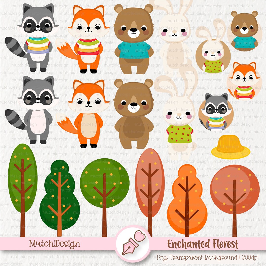 Woodland Animals Clipart Set, Safari, Animals, Jungle, Cliparts ...