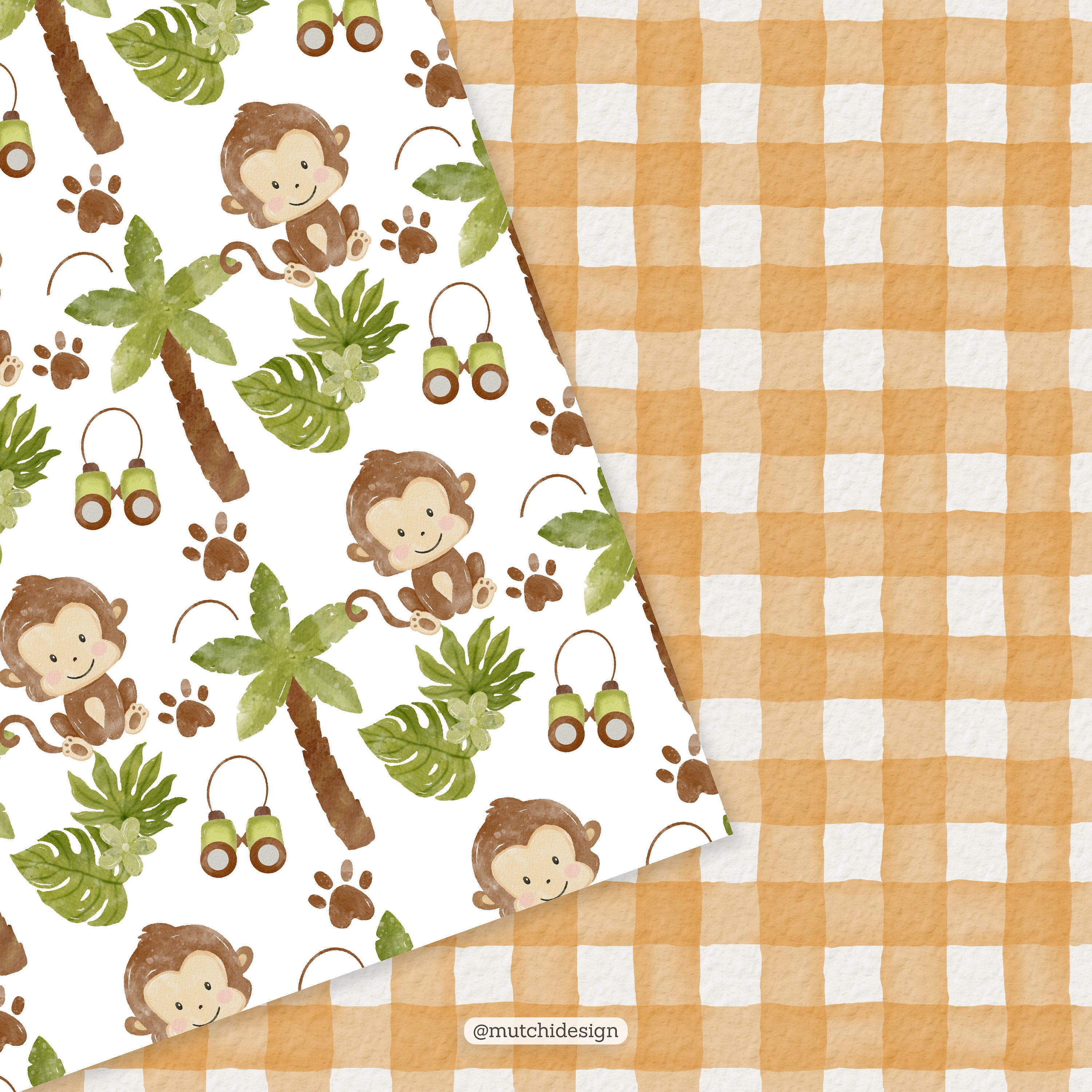 Monkey Digital Papers Jungle Animals Seamless Patterns - Etsy