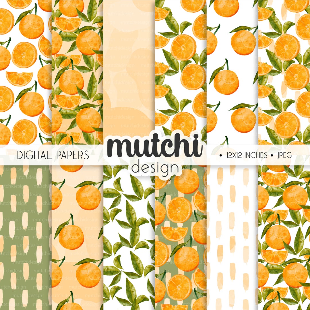 Orange Fruit Seamless Patterns, Summer Scrapbook Paper (digital ...