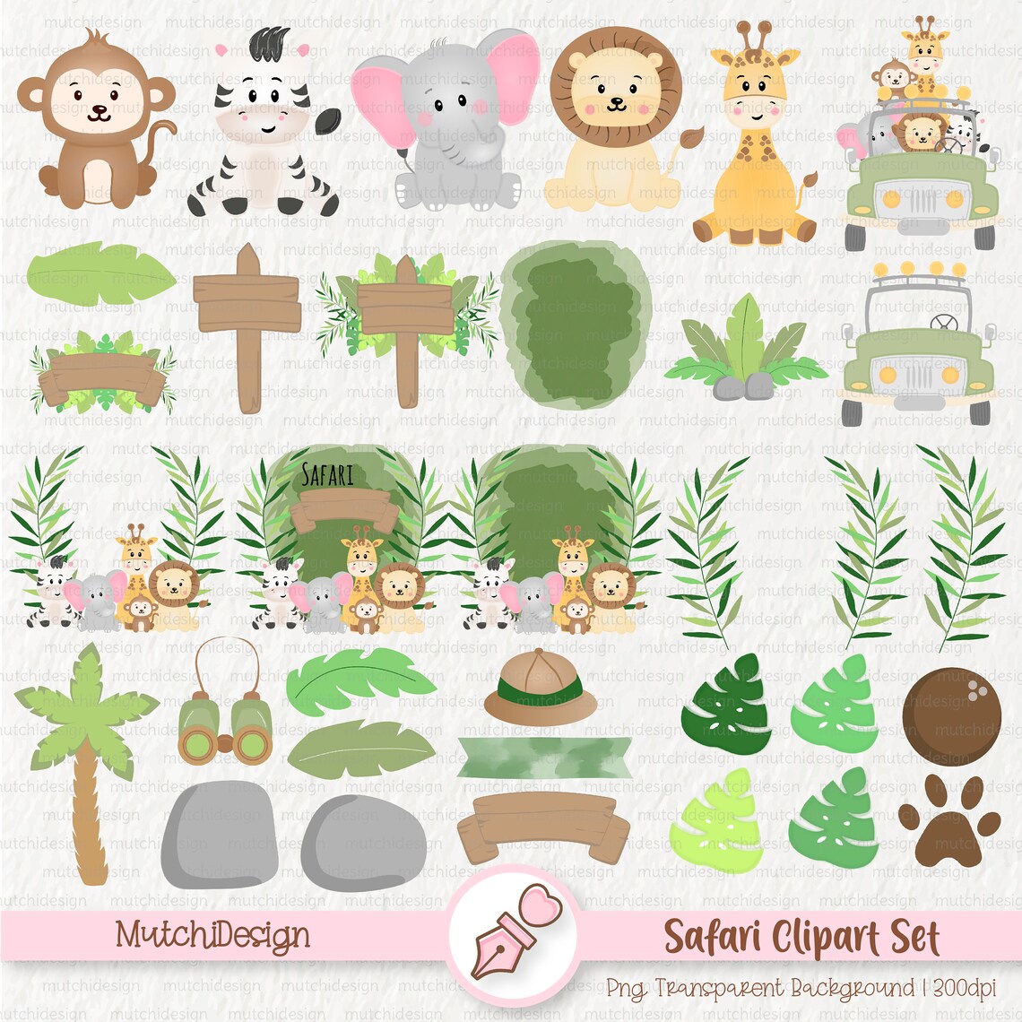 Safari Animals Clipart Png Safari Animals Jungle - Etsy