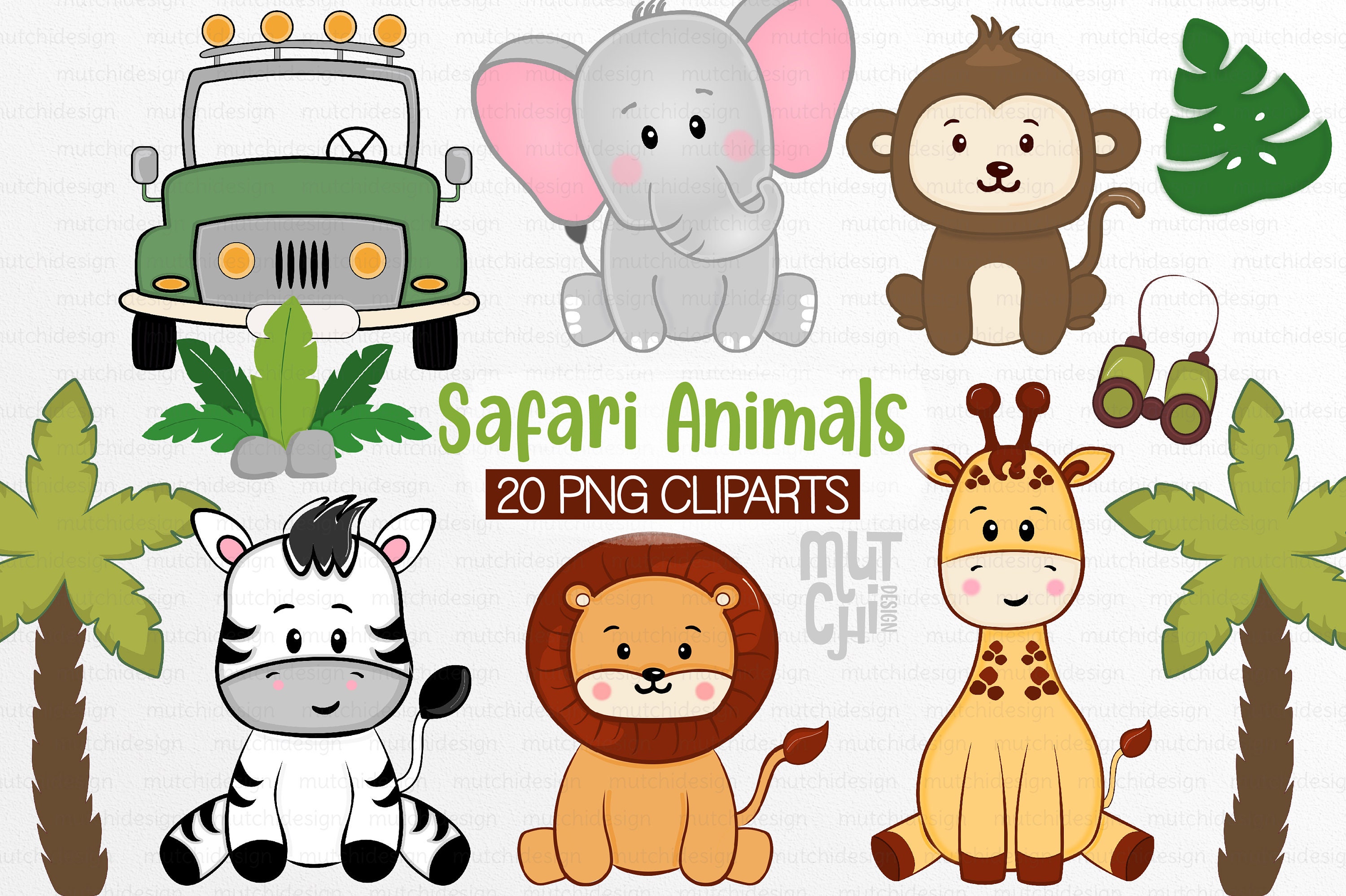 Jungle Animals Clipart Png Safari animals Jungle | Etsy