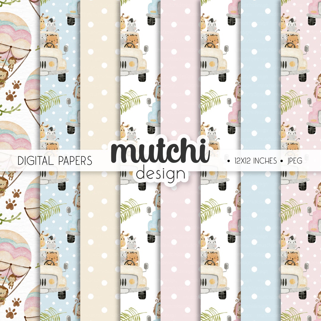 Safari Candy Colors Animals Digital Papers, Jungle, Animals, Seamless ...