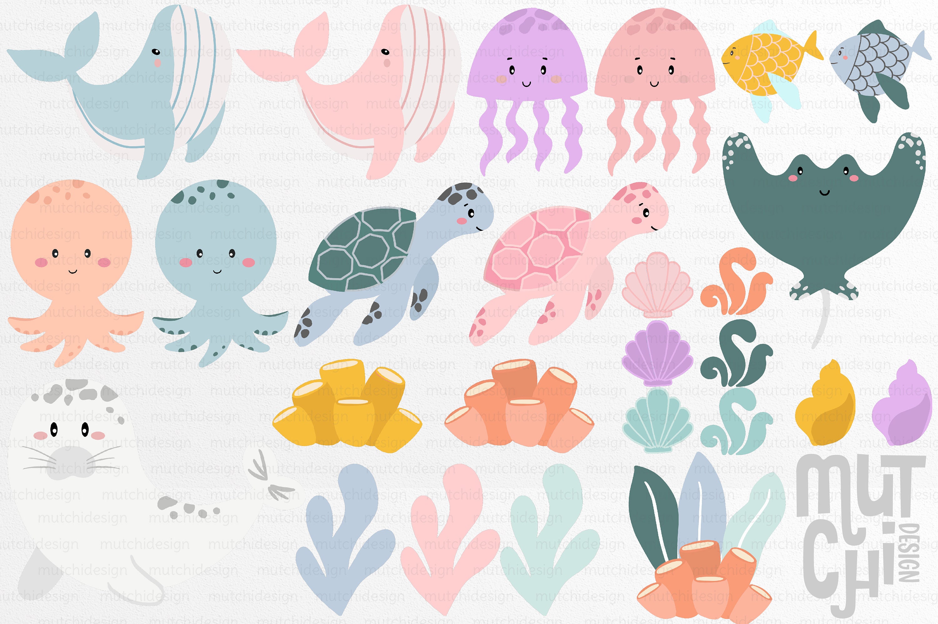 Sea Animals Svg Png Clipart Set Under the Sea Animals - Etsy