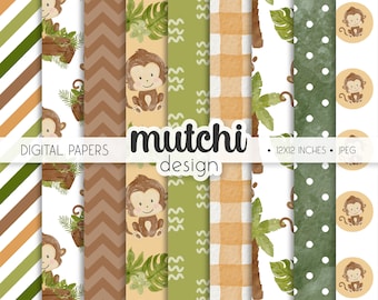 Safari Animals Digital Papers, Jungle, Animals, Seamless Patterns - Etsy