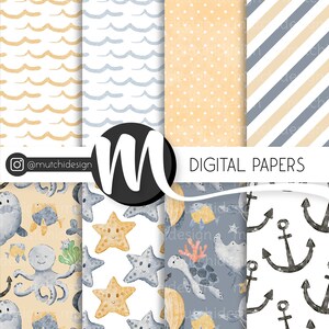 Under the Sea Digital Paper Set, Watercolor Sea Animals, Cute ...