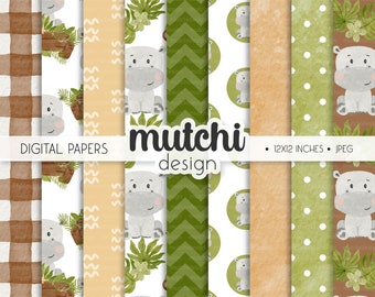 Tiger Digital Papers Jungle Animals Seamless Patterns | Etsy