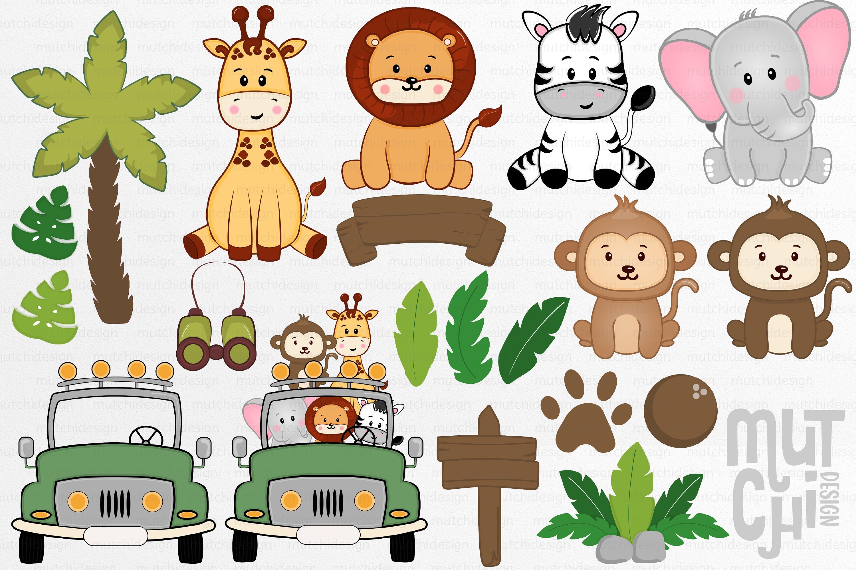 Jungle Animals Clipart Png Safari animals Jungle | Etsy