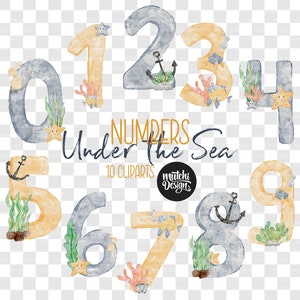 Under the Sea Numbers Clipart Bundle, Digital Papers, Seamless Patterns ...
