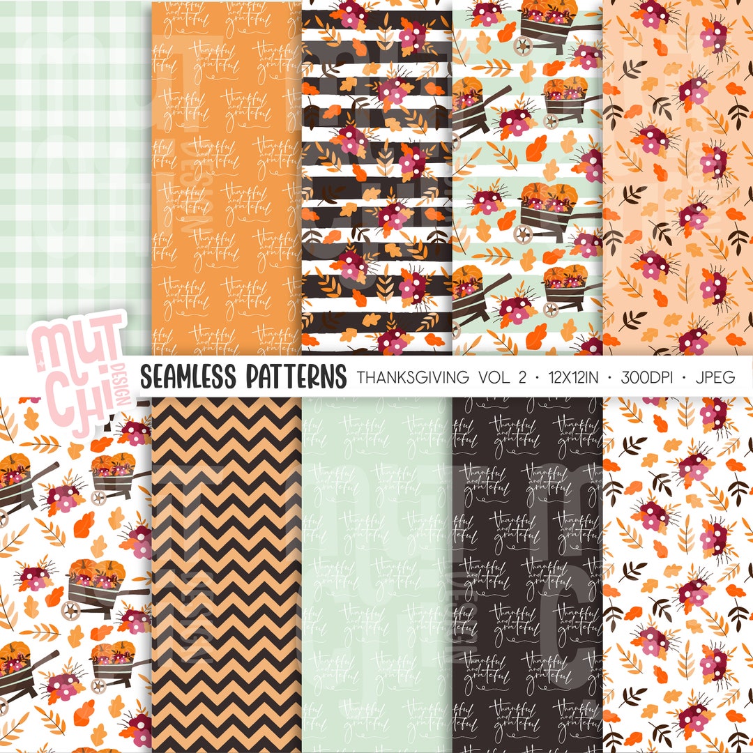 Thanksgiving Digital Papers, Thanksgiving Seamless Patterns, Fall ...