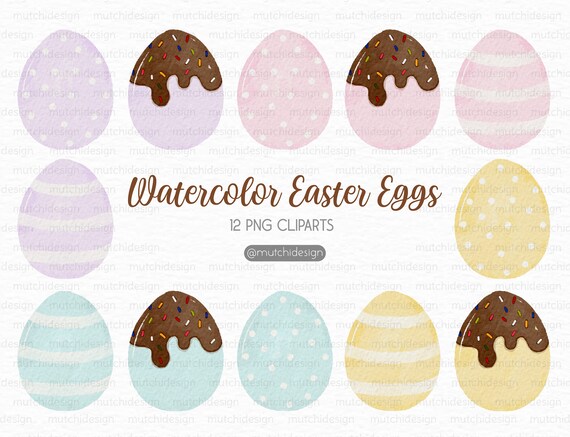 Easter Eggs Clipart Watercolor Illustration Printable | Etsy