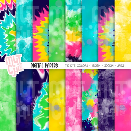 Tie Dye Digital Paper Set 3 Seamless Colorful Tie-dye - Etsy