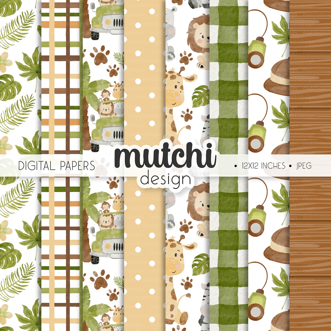 Safari Animals Digital Papers, Jungle, Animals, Seamless Patterns - Etsy