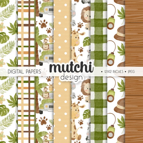 Safari Animals Digital Papers Jungle Animals Seamless - Etsy