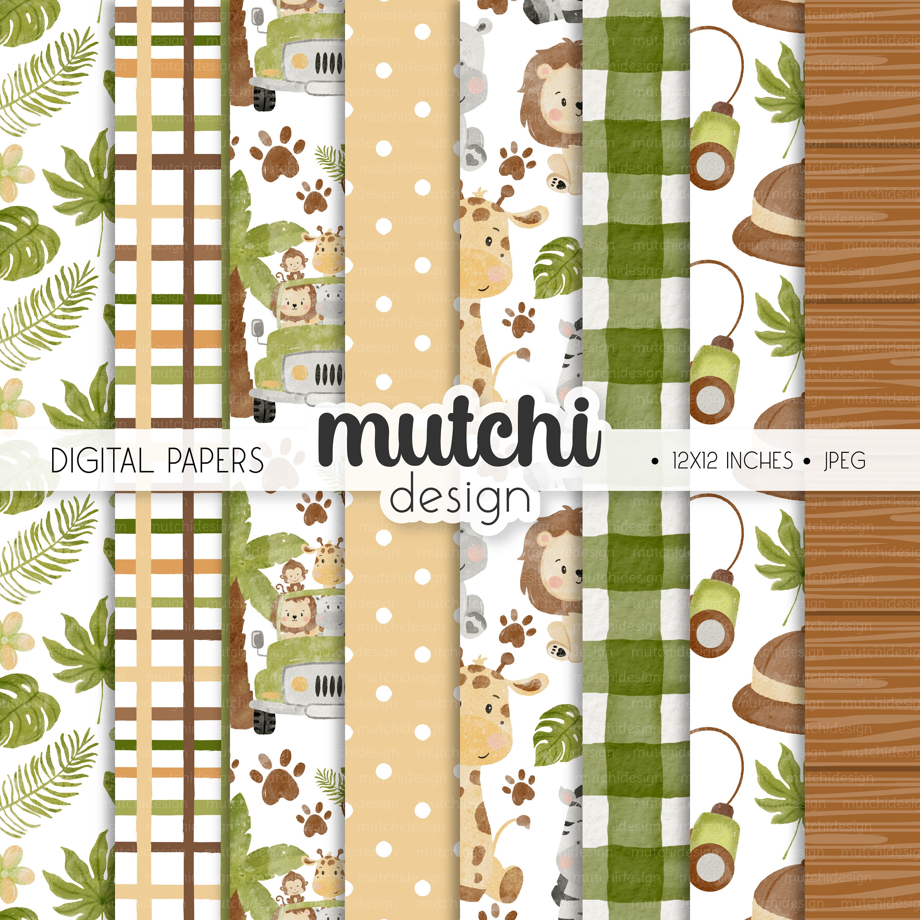 Safari Animals Digital Papers Jungle Animals Seamless - Etsy