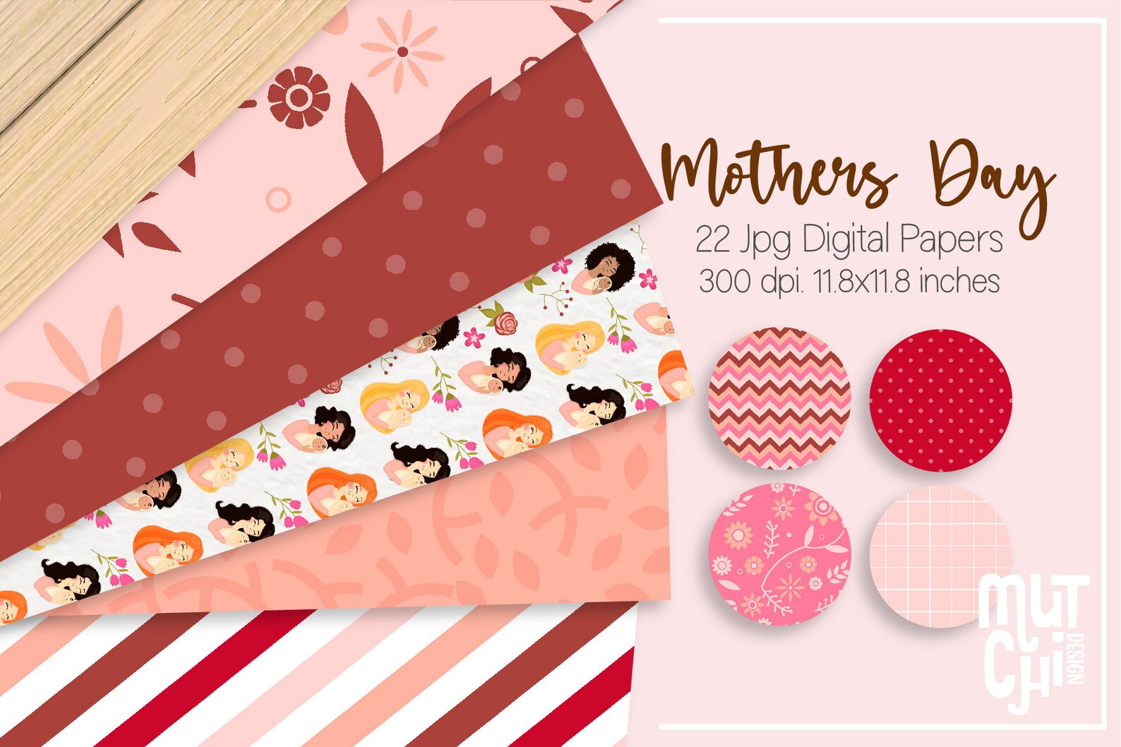 Mothers Day Digital Paper Set Mother's Day Backgrounds | Etsy