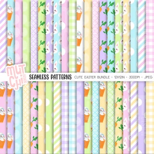 Easter Digital 40 Seamless Patterns, Digital Paper, Little Bunny ...