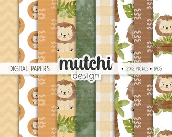 Tiger Digital Papers Jungle Animals Seamless Patterns | Etsy