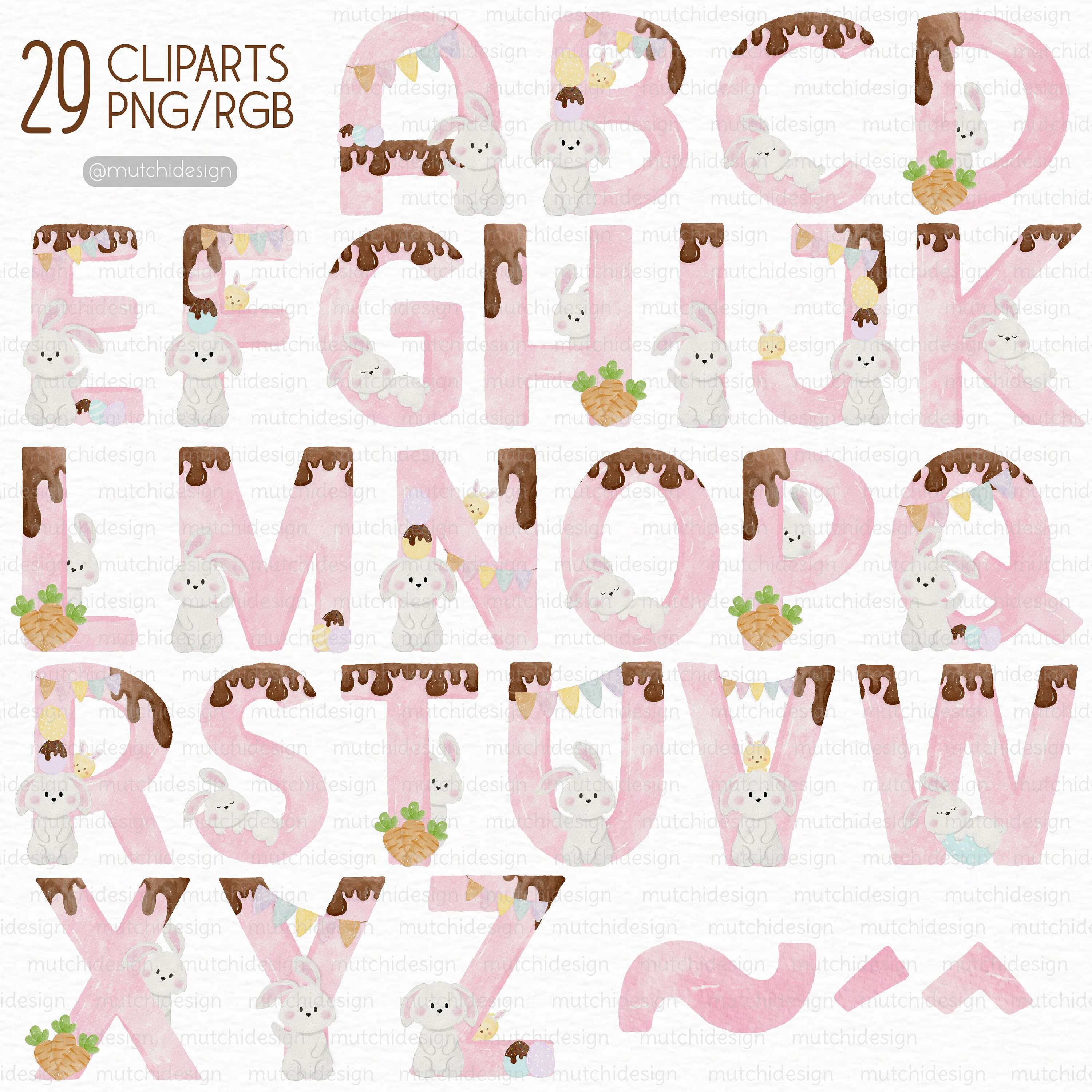 Easter Alphabet Clipart, Watercolor Lettering (digital Download) - Etsy