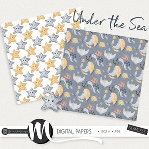 Under the Sea Digital Paper Set, Watercolor Sea Animals, Cute ...