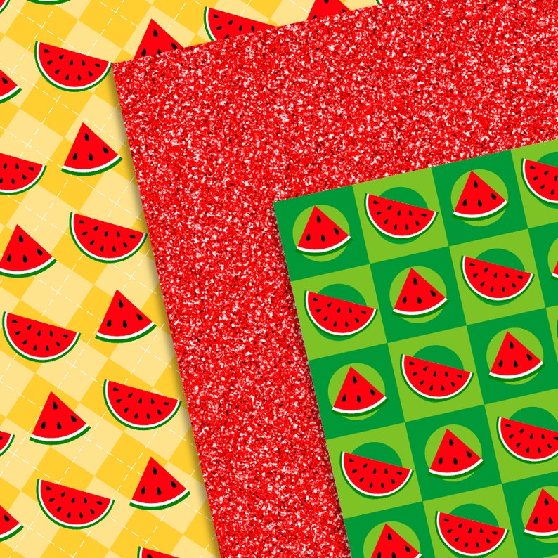 Watermelon Digital Paper Set Watermelon Backgrounds - Etsy