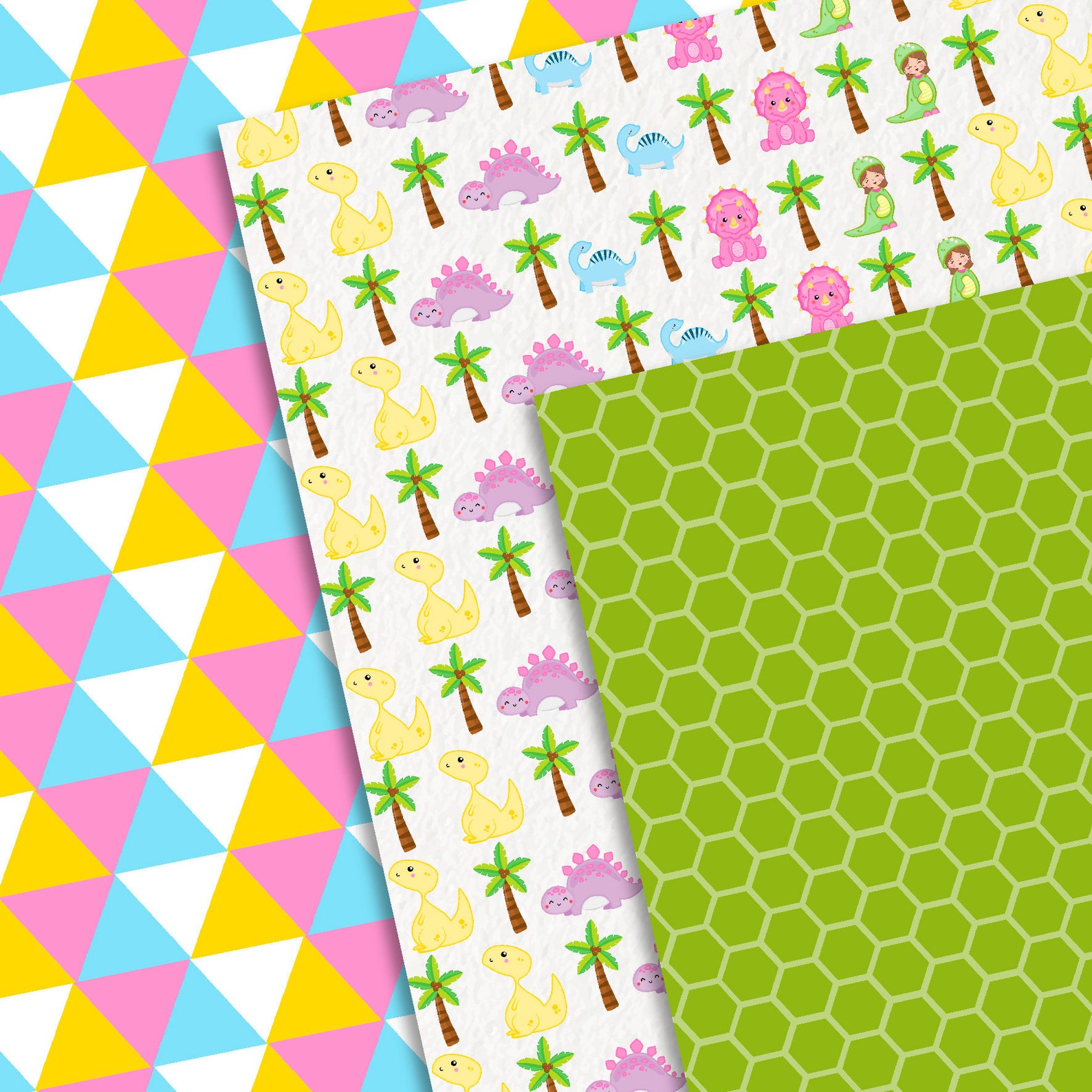 Pink Dinos Digital Paper Set Dinos Backgrounds Dinos | Etsy