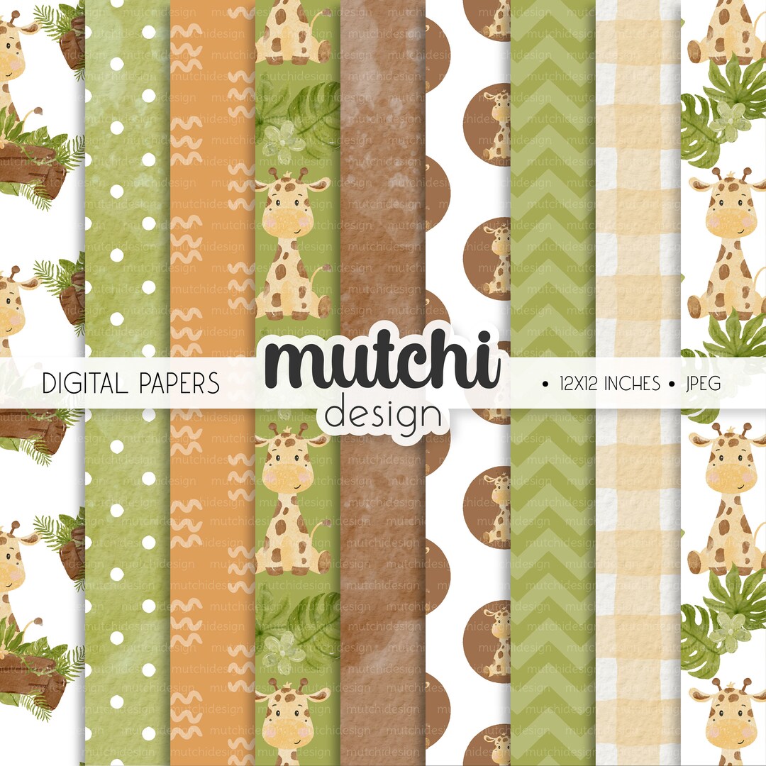 Giraffe Digital Papers, Jungle, Animals, Seamless Patterns, Safari ...