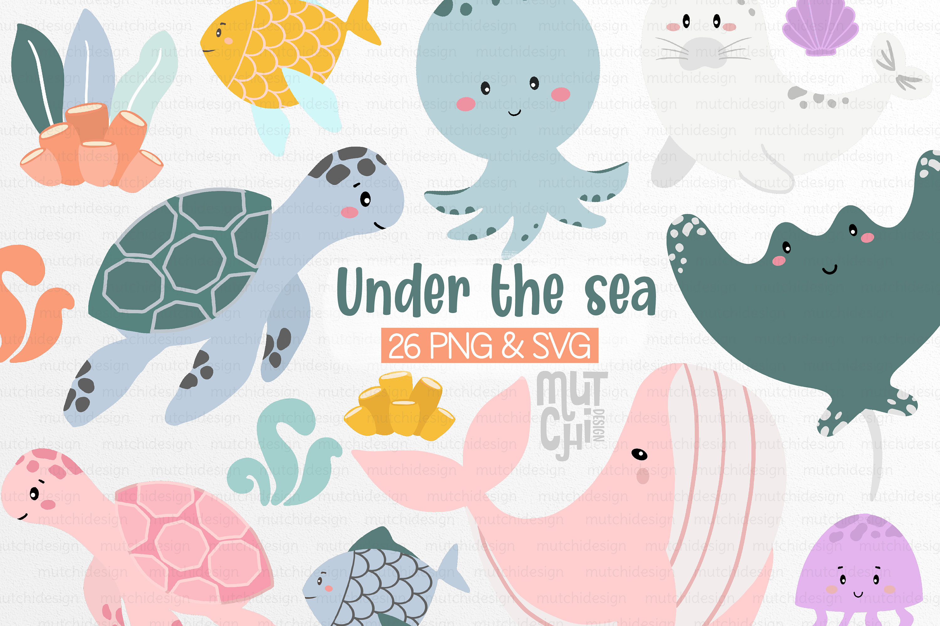 Sea Animals Svg Png Clipart Set Under the Sea Animals - Etsy
