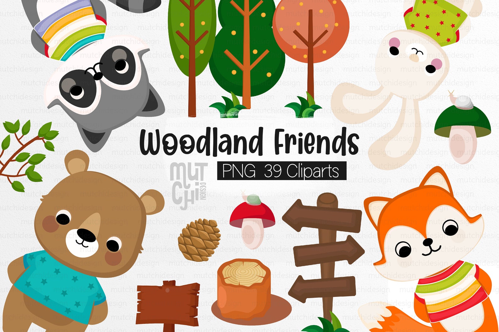 Woodland Animals Clipart Set Safari Animals Jungle - Etsy