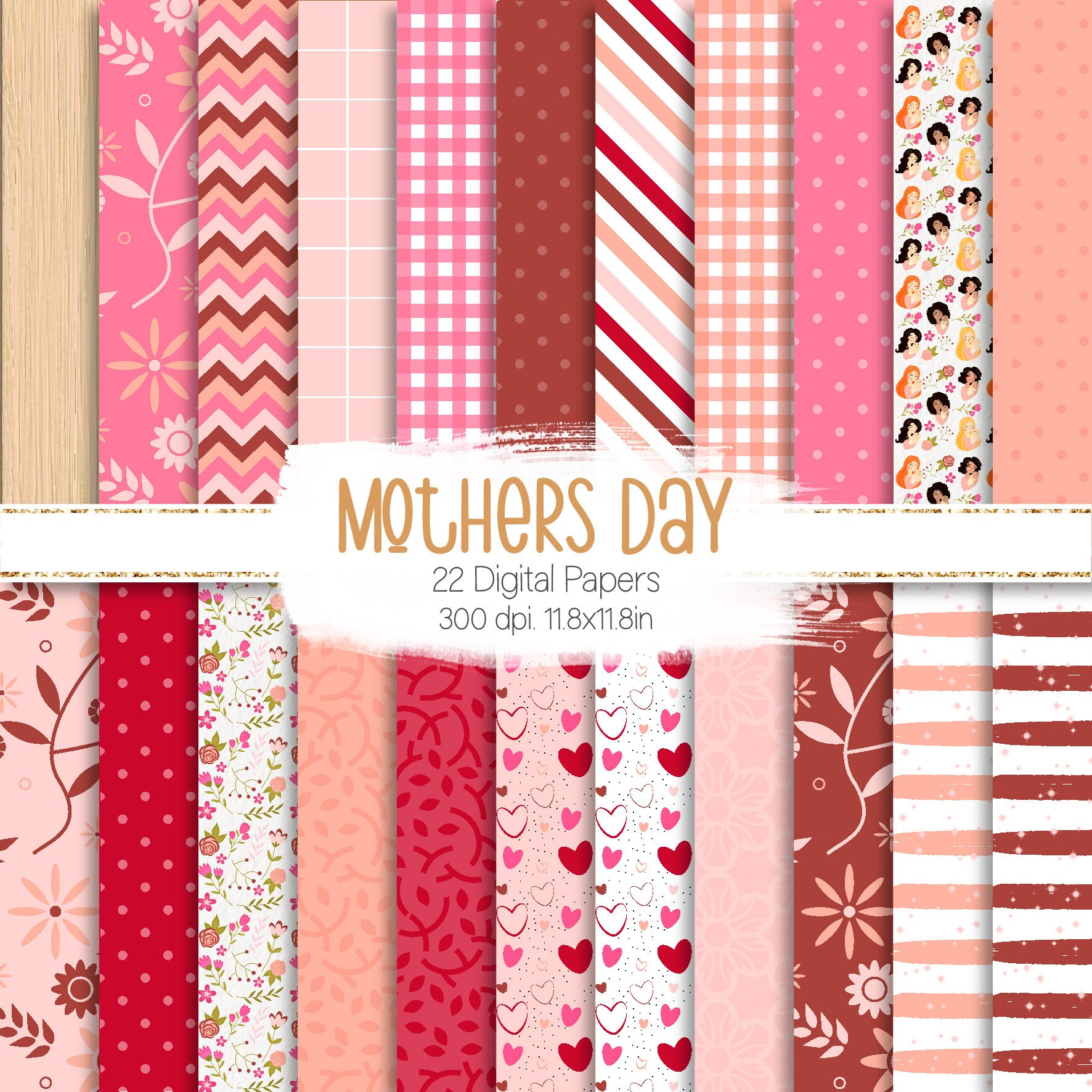 Mothers Day Digital Paper Set Mother's Day Backgrounds | Etsy