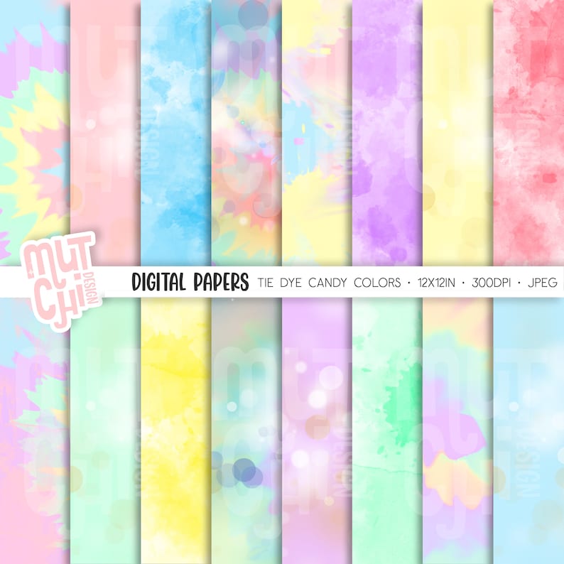 Tie Dye Digital Paper Candy Color Tie Dye Candy Colors | Etsy