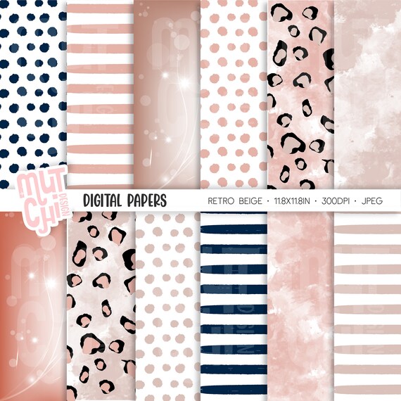 Boho Digital Paper Backgrounds Retro Animal Print Digital | Etsy
