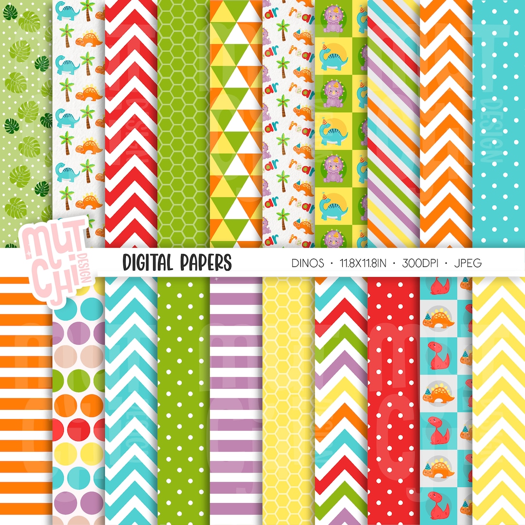 Dinos Digital Paper Set, Dinos Backgrounds, Dinos Textures, Boy Dinos ...