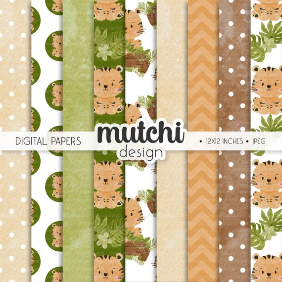 Tiger Digital Papers Jungle Animals Seamless Patterns | Etsy