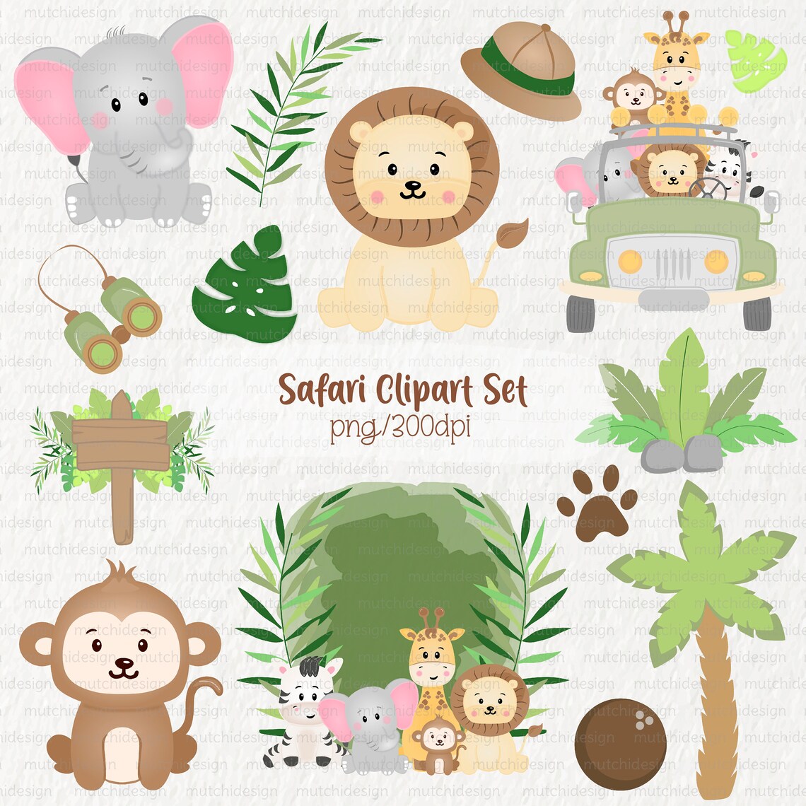 Safari Animals Clipart Png Safari Animals Jungle - Etsy