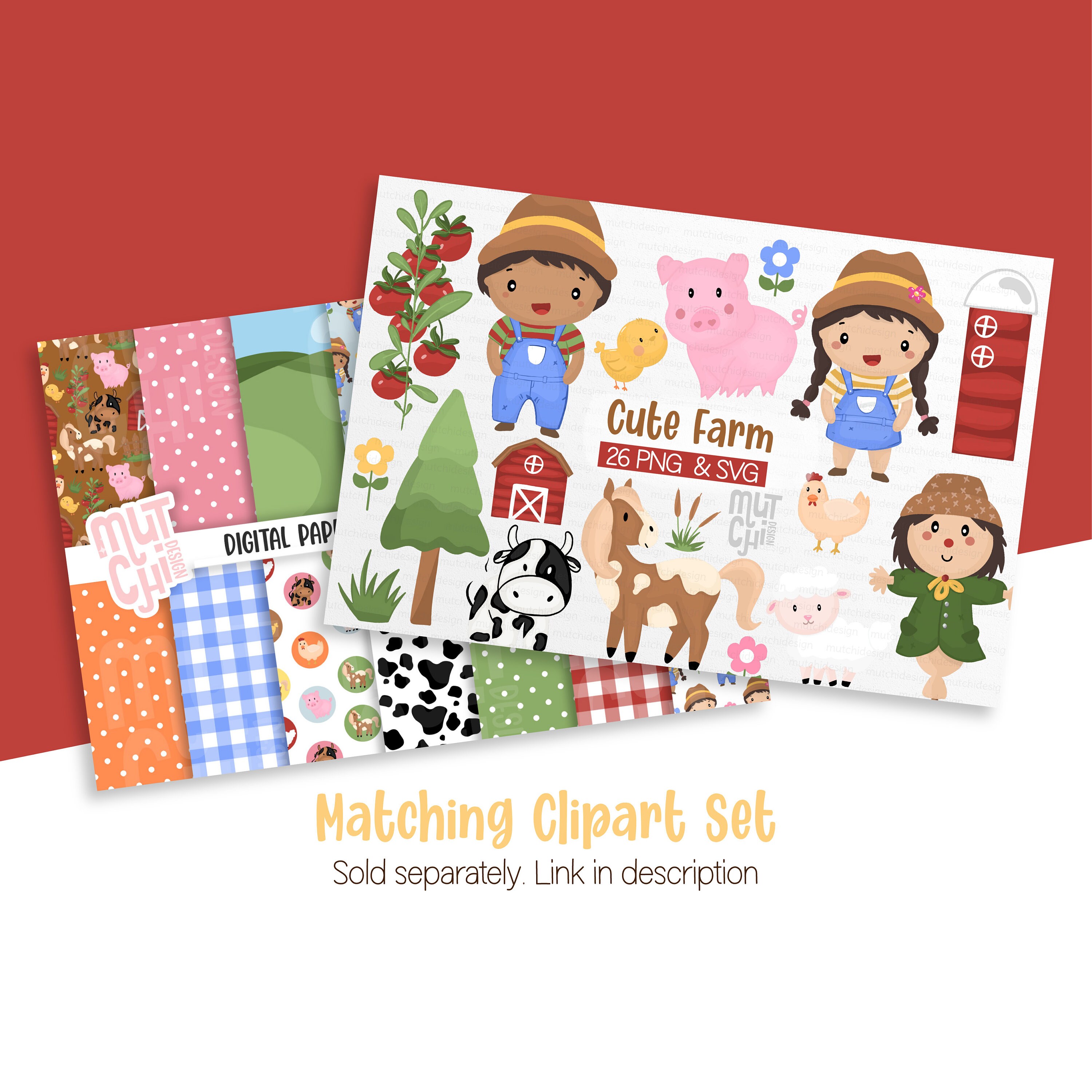 Farm Animals Digital Paperfarm Paperfarm Digital Paperfarm - Etsy