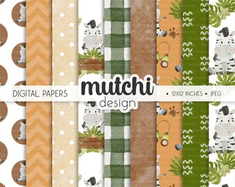 Tiger Digital Papers Jungle Animals Seamless Patterns | Etsy