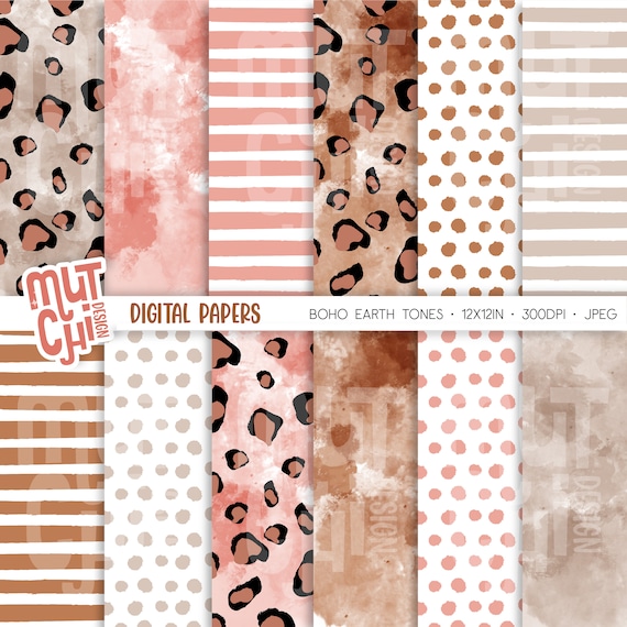 Boho Digital Paper Backgrounds Boho Animal Print Digital | Etsy