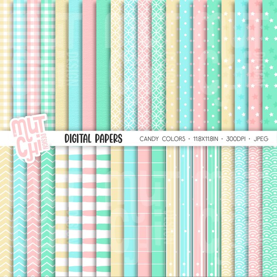 Candy Color Digital Paper Set Candy Colors Backgrounds Candy - Etsy