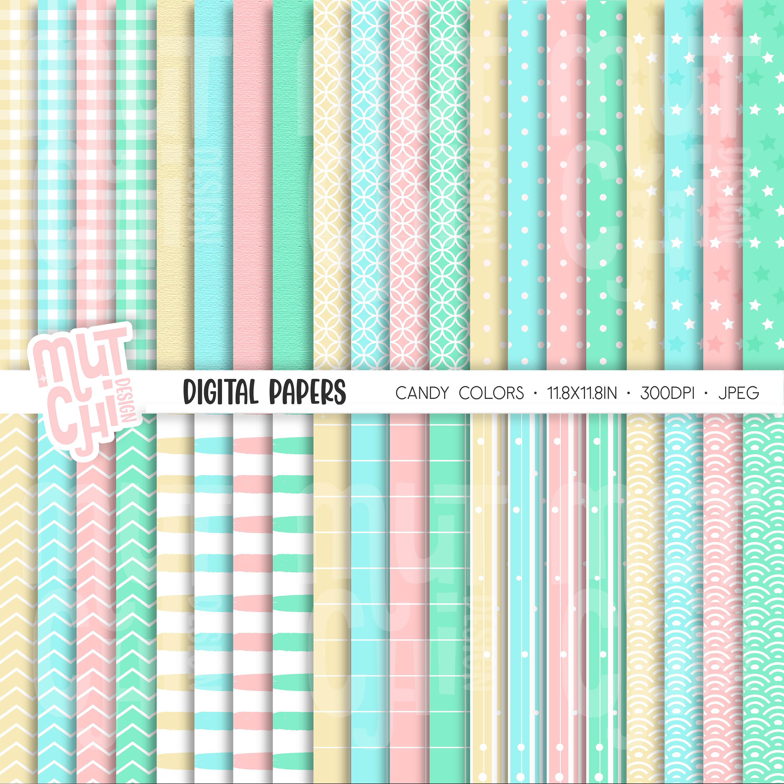 Candy Color Digital Paper Set Candy Colors Backgrounds Candy - Etsy