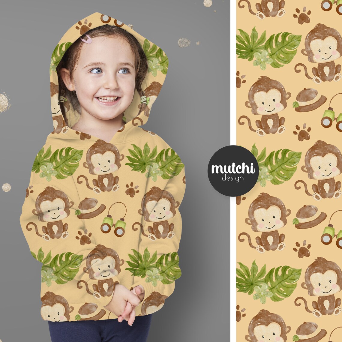 Monkey Digital Papers Jungle Animals Seamless Patterns - Etsy