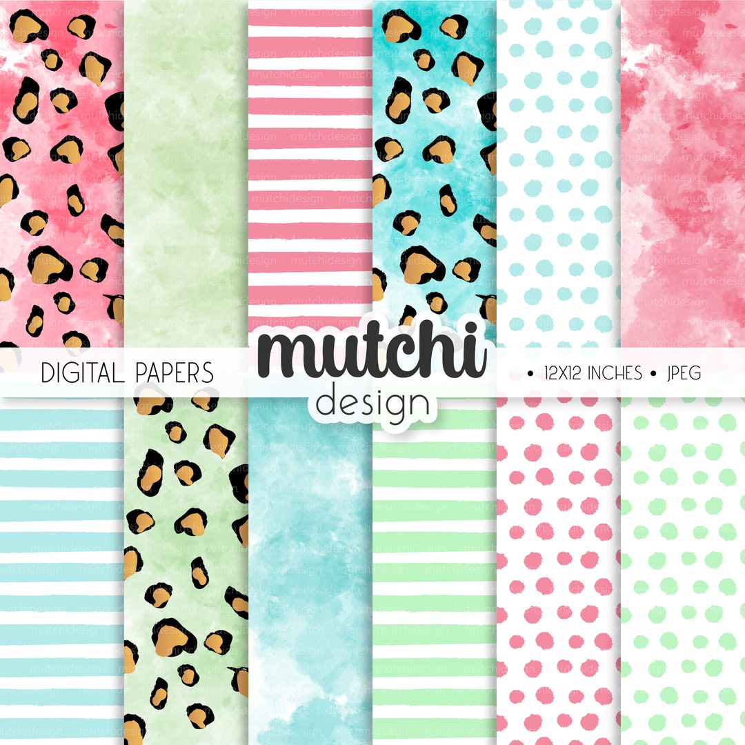 Summer Boho Digital Paper, Backgrounds, Retro, Animal Print, Digital ...