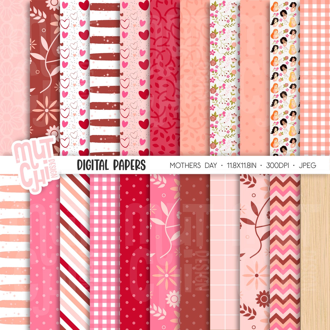 Mothers Day Digital Paper Set, Mother's Day Backgrounds, Scrapbook ...