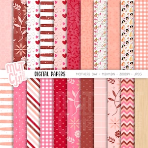 Mothers Day Digital Paper Set, Mother's Day Backgrounds, Scrapbook ...