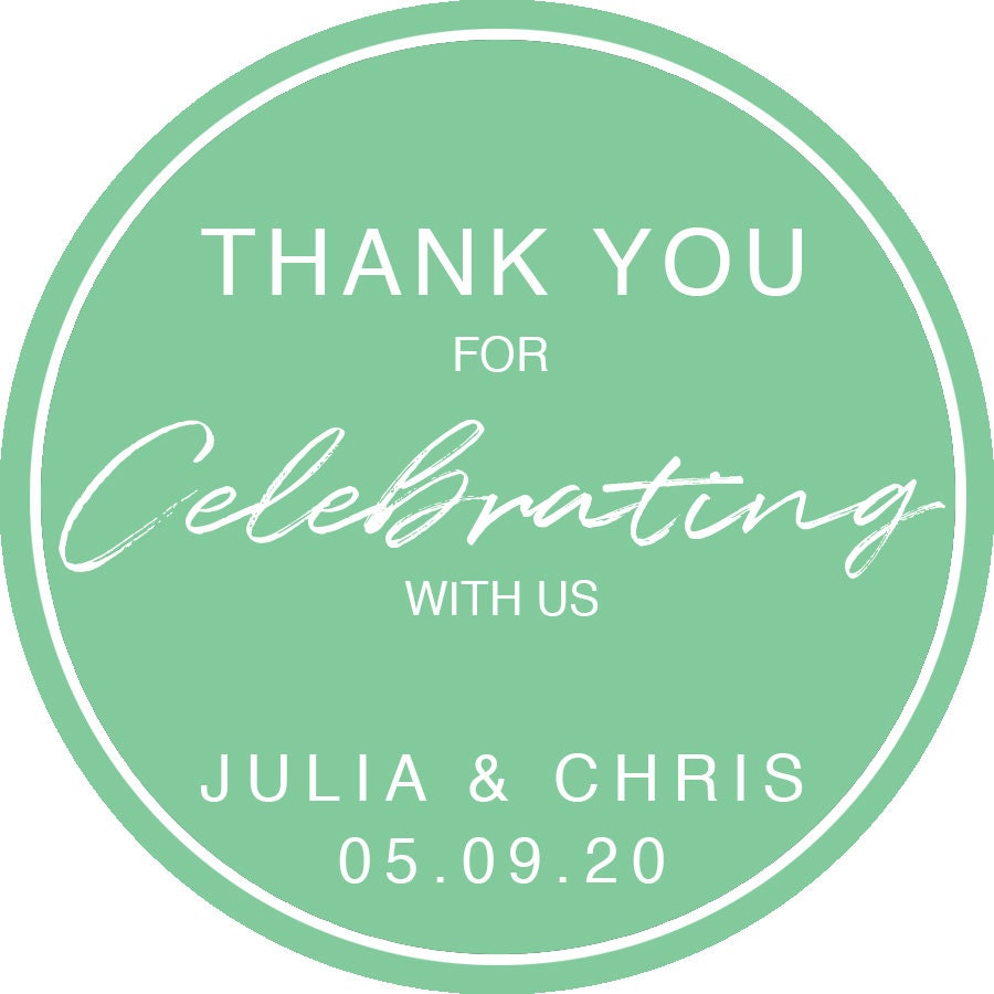 100 Wedding Thank You Labels, Wedding Favor Stickers, Personalization ...