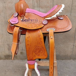 Western Pink Crystals Premium Leather Barrel Trail Pleasure Custom ...