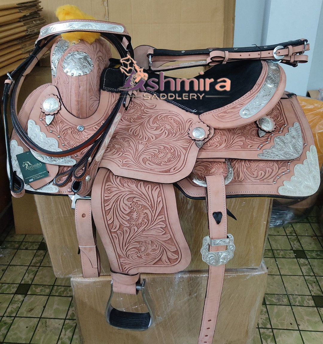 Western Premium Leather Show Saddle Comfort Seat Horse Saddle With ...