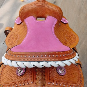 Western Pink Crystals Premium Leather Barrel Trail Pleasure Custom ...