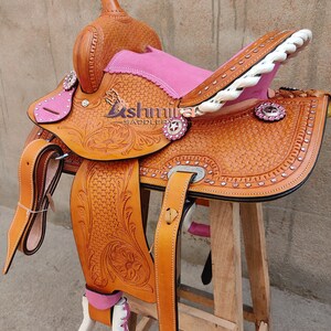 Western Pink Crystals Premium Leather Barrel Trail Pleasure Custom ...